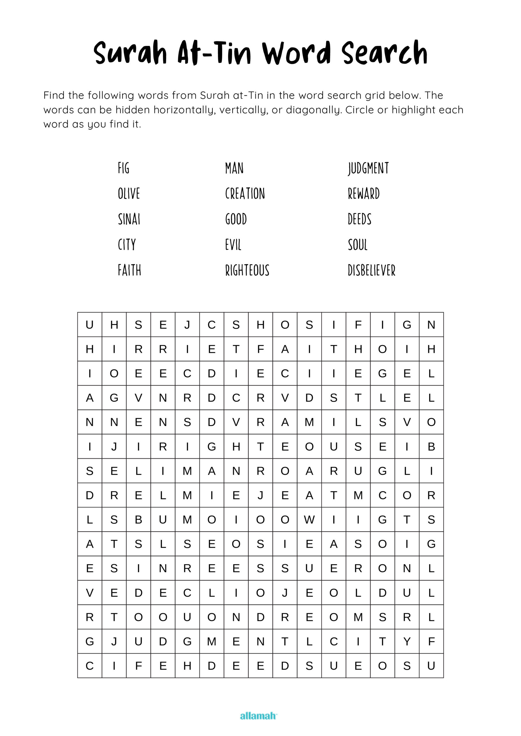 Surah At-Tin Word Search – Welcome to Allamah