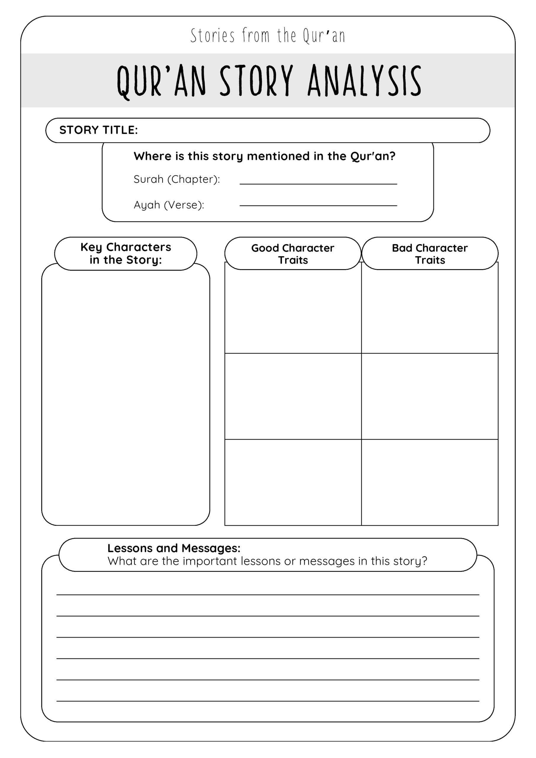 Stories from the Qur’an Analysis Sheet – Welcome to Allamah