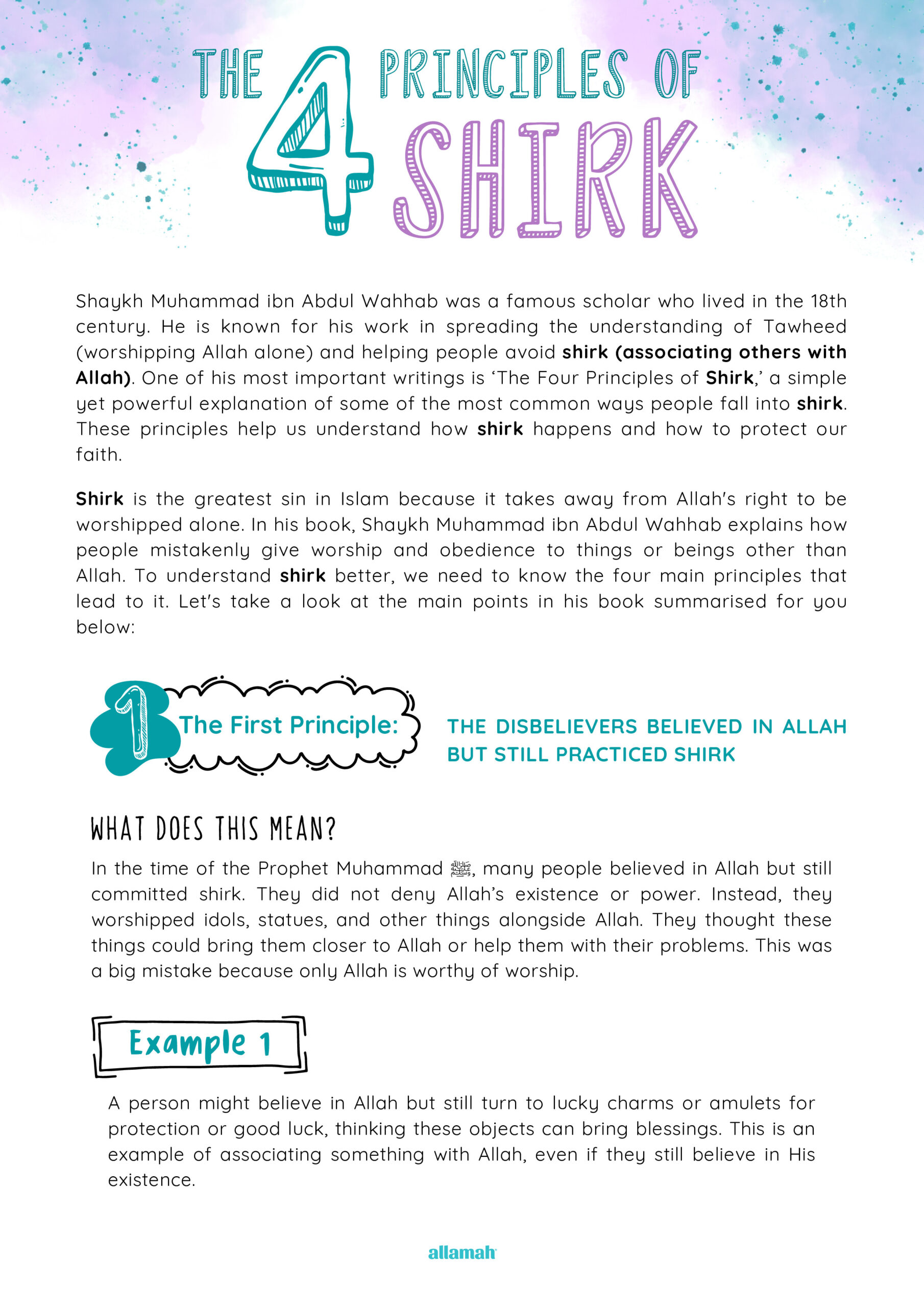 4 Principles of Shirk Info – Welcome to Allamah