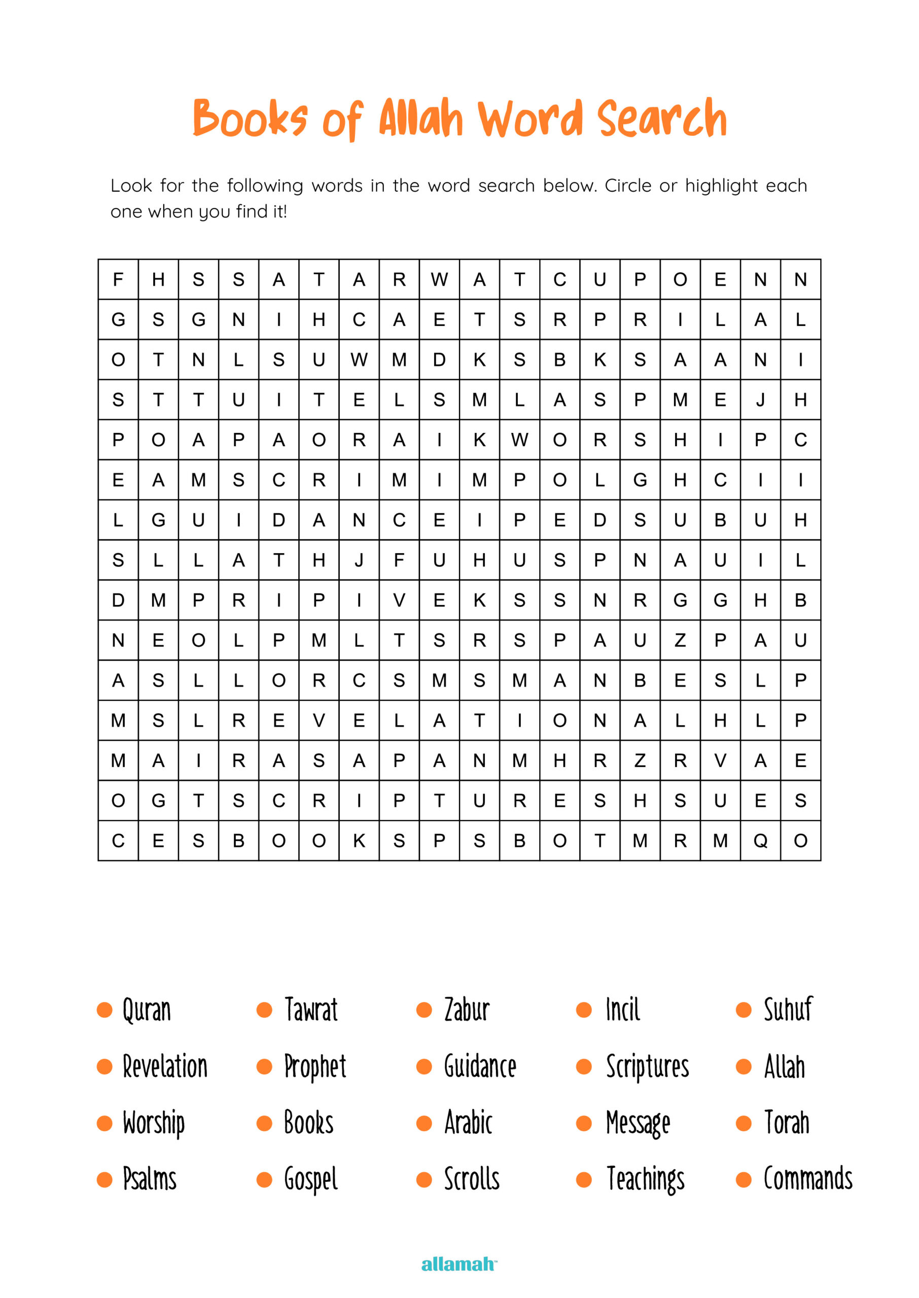 Books of Allah Word Search – Welcome to Allamah