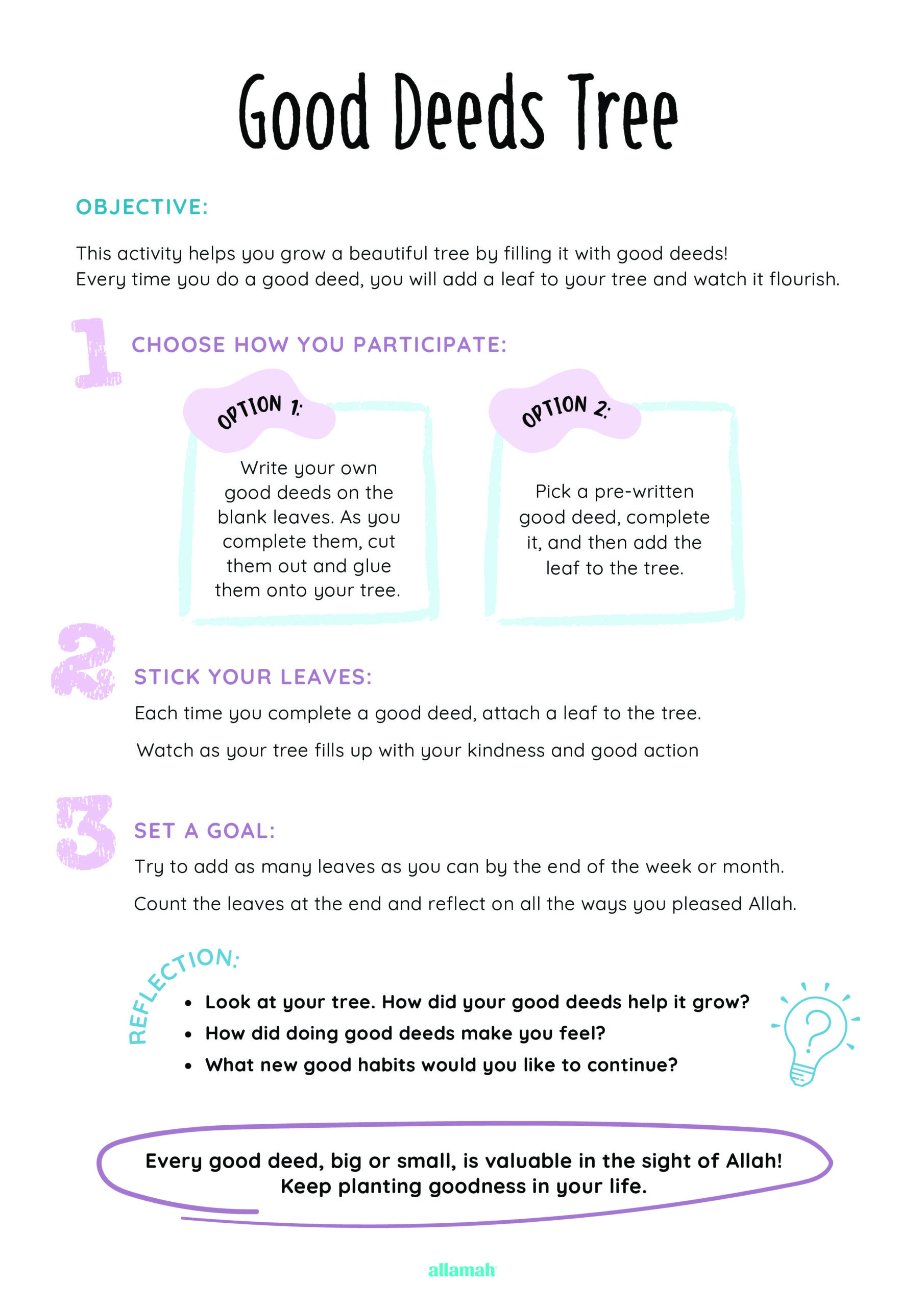 Good Deeds Tree Craft – Welcome to Allamah