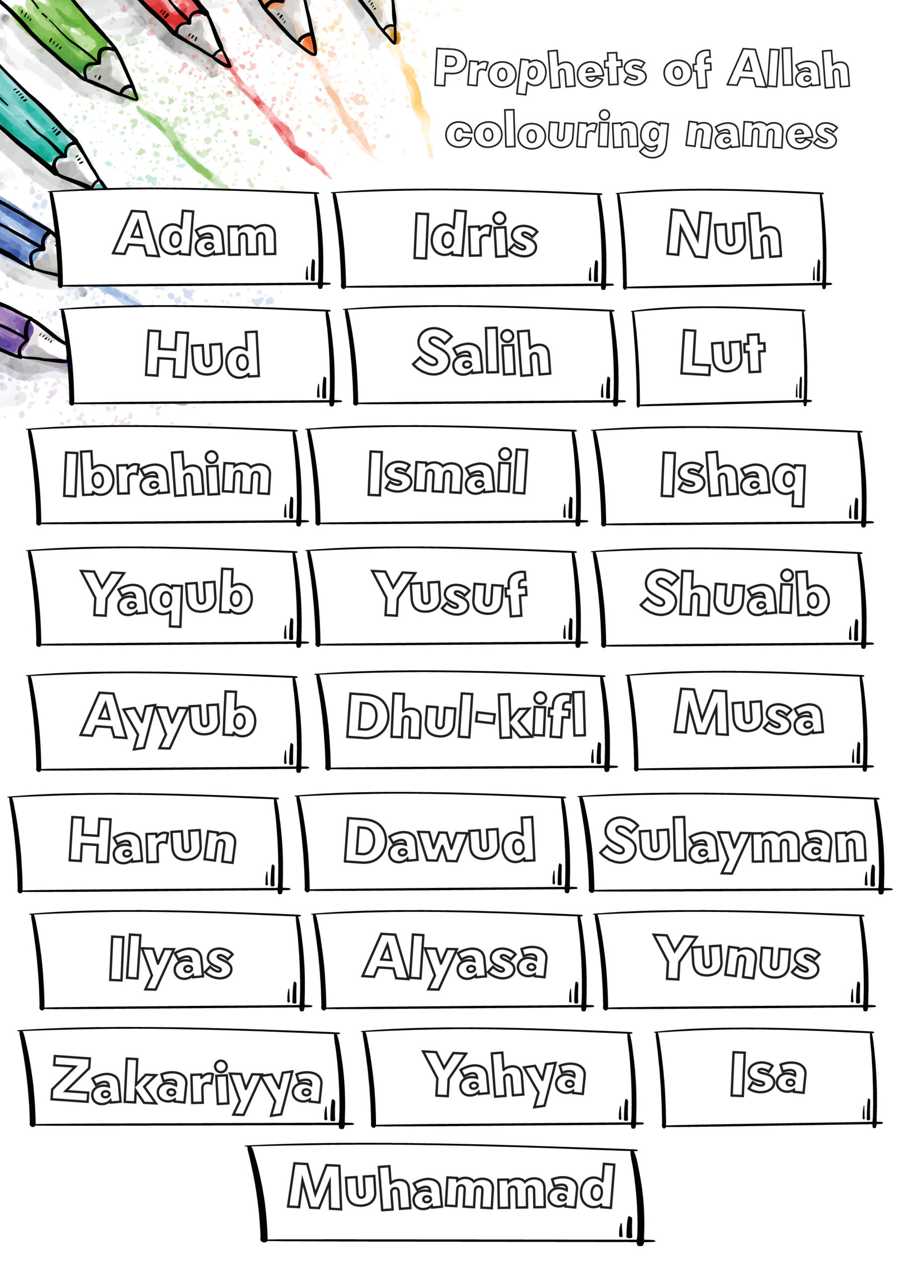Prophets of Allah Colouring – Welcome to Allamah