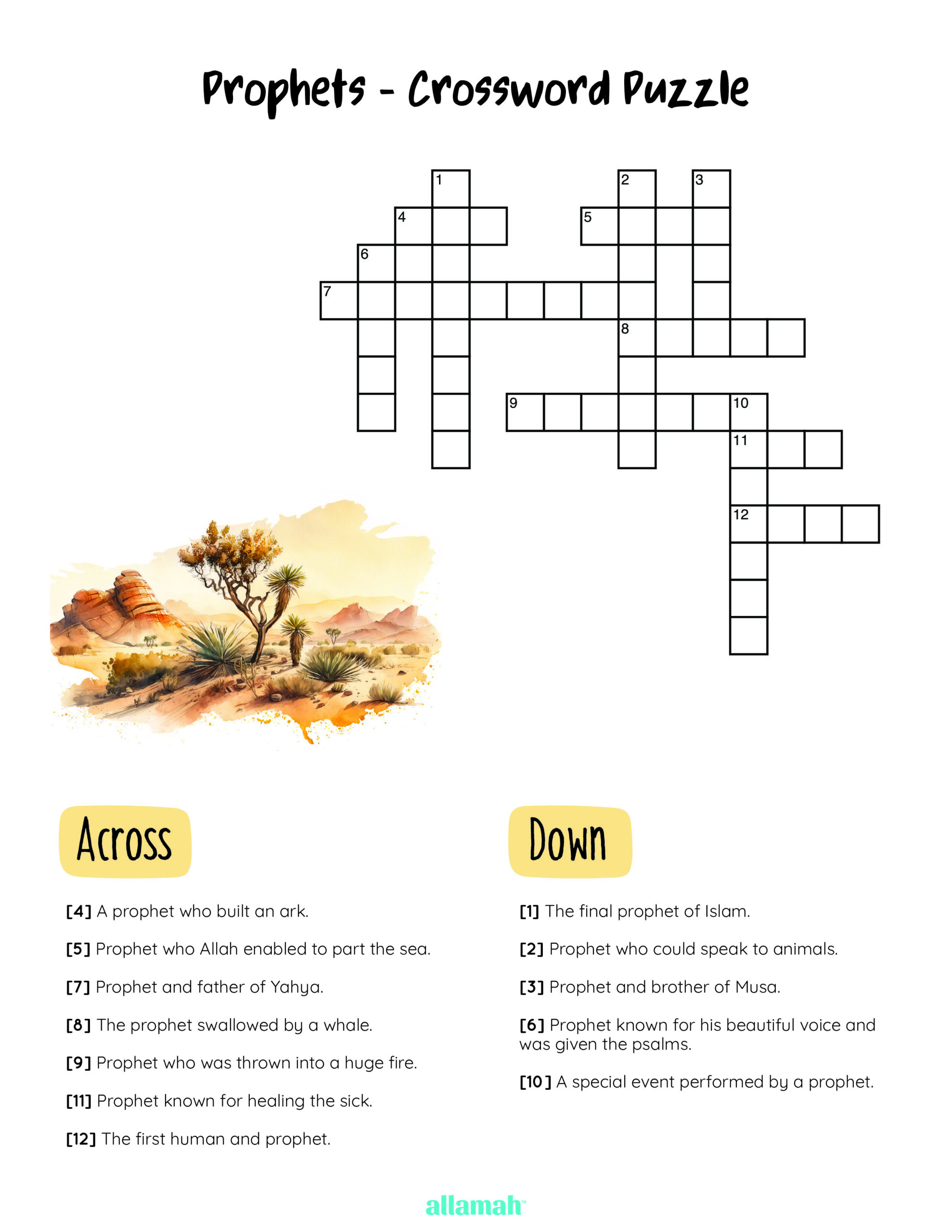 Prophets Crossword – Welcome to Allamah