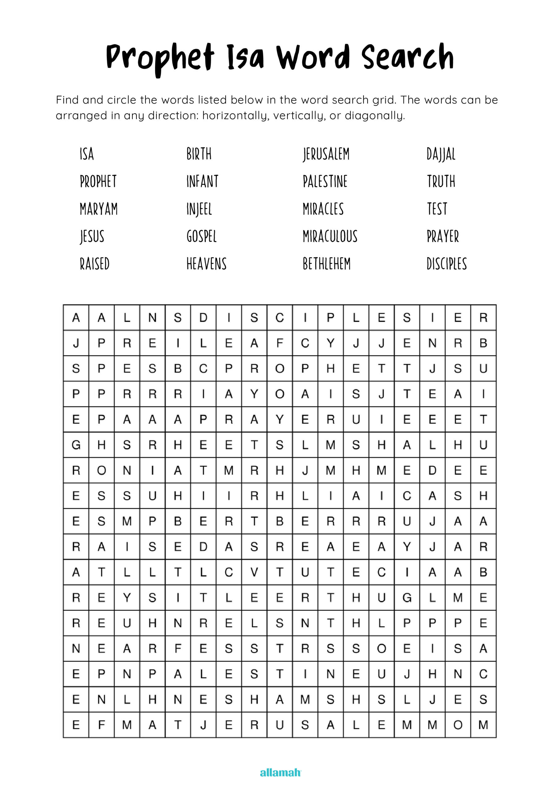 Prophet Isa Word Search – Welcome to Allamah