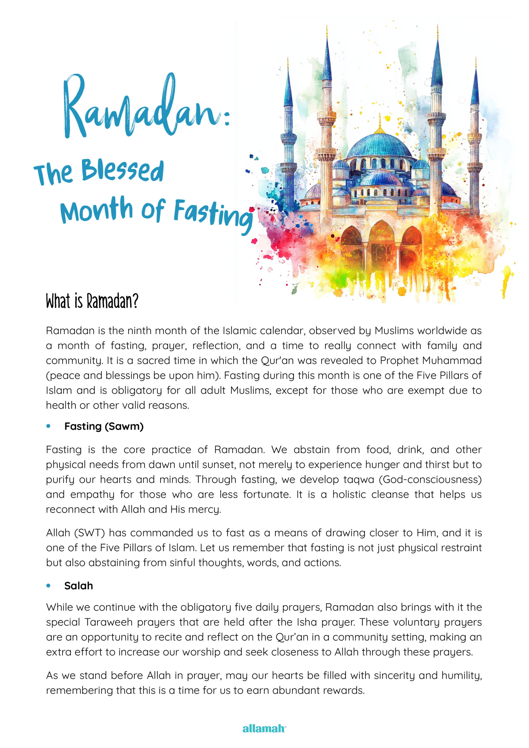 Ramadan Info & Comprehension Questions – Welcome to Allamah
