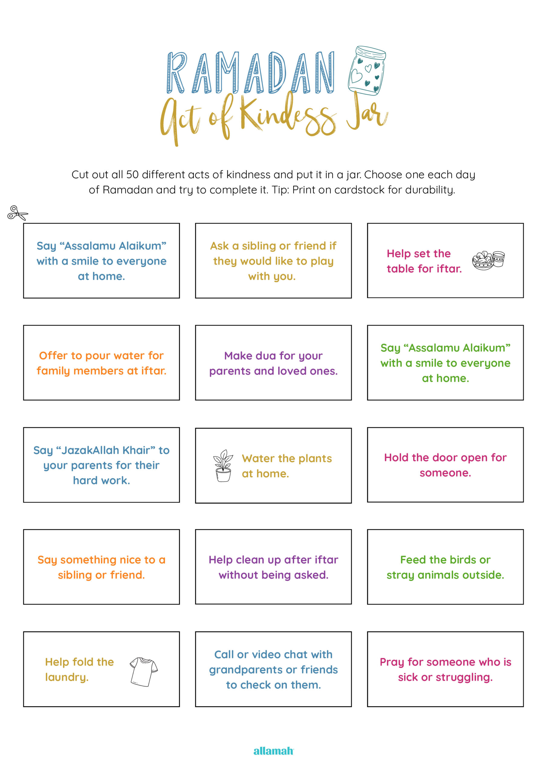 Ramadan Kindness Jar Activity – Welcome to Allamah