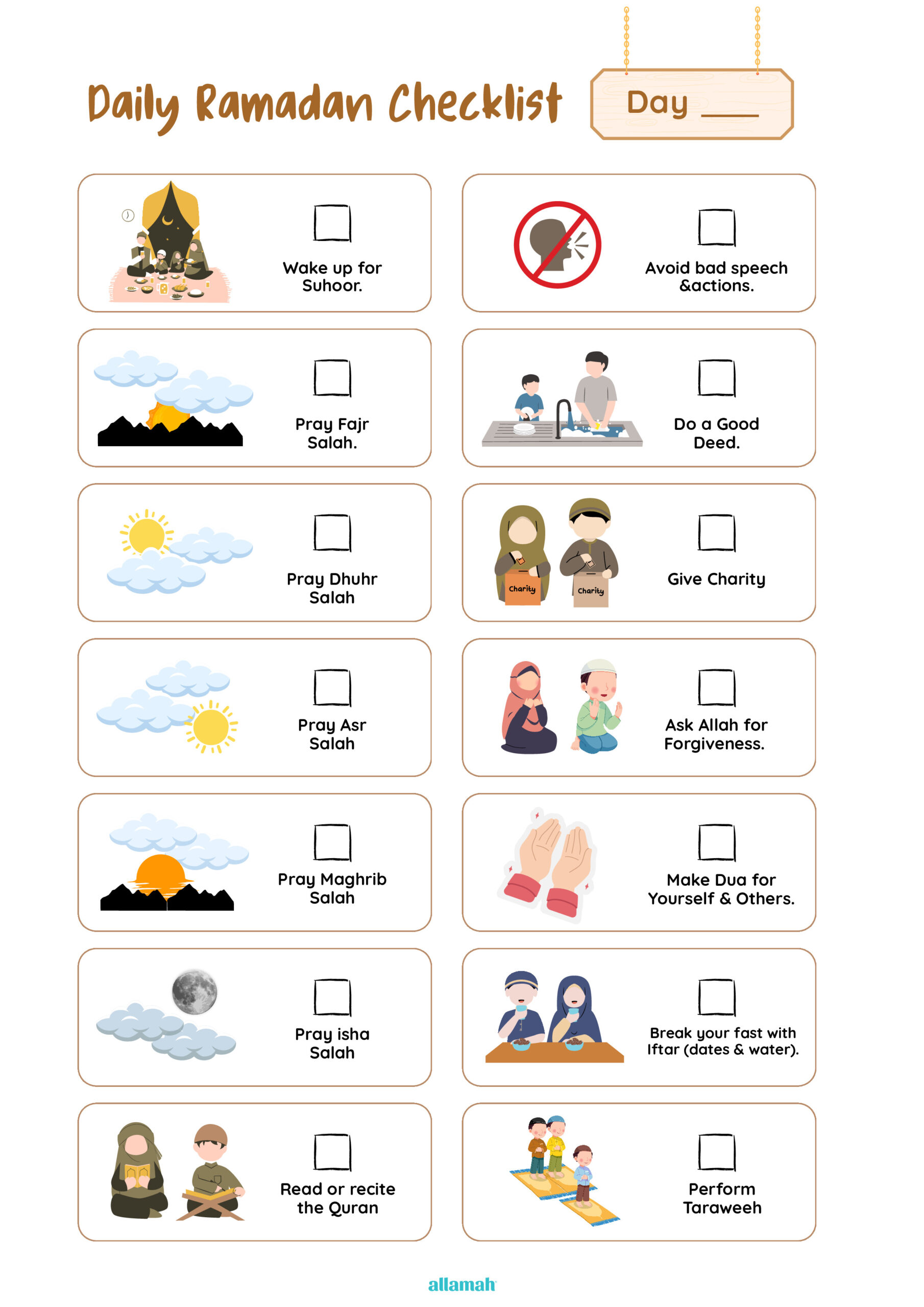 Daily Ramadan Checklist 2 – Welcome to Allamah