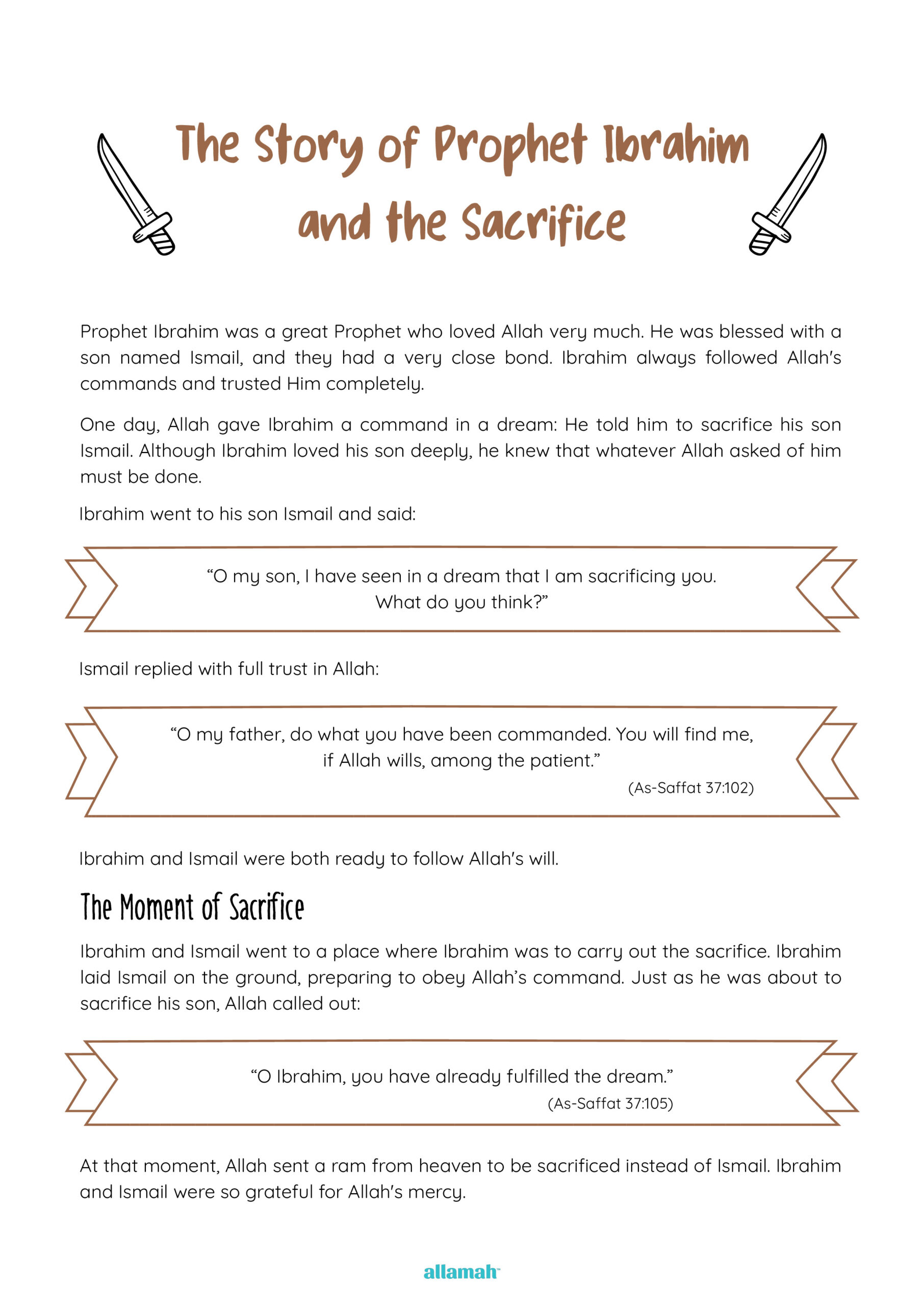 Story of Prophet Ibrahim & the Sacrifice – Welcome to Allamah