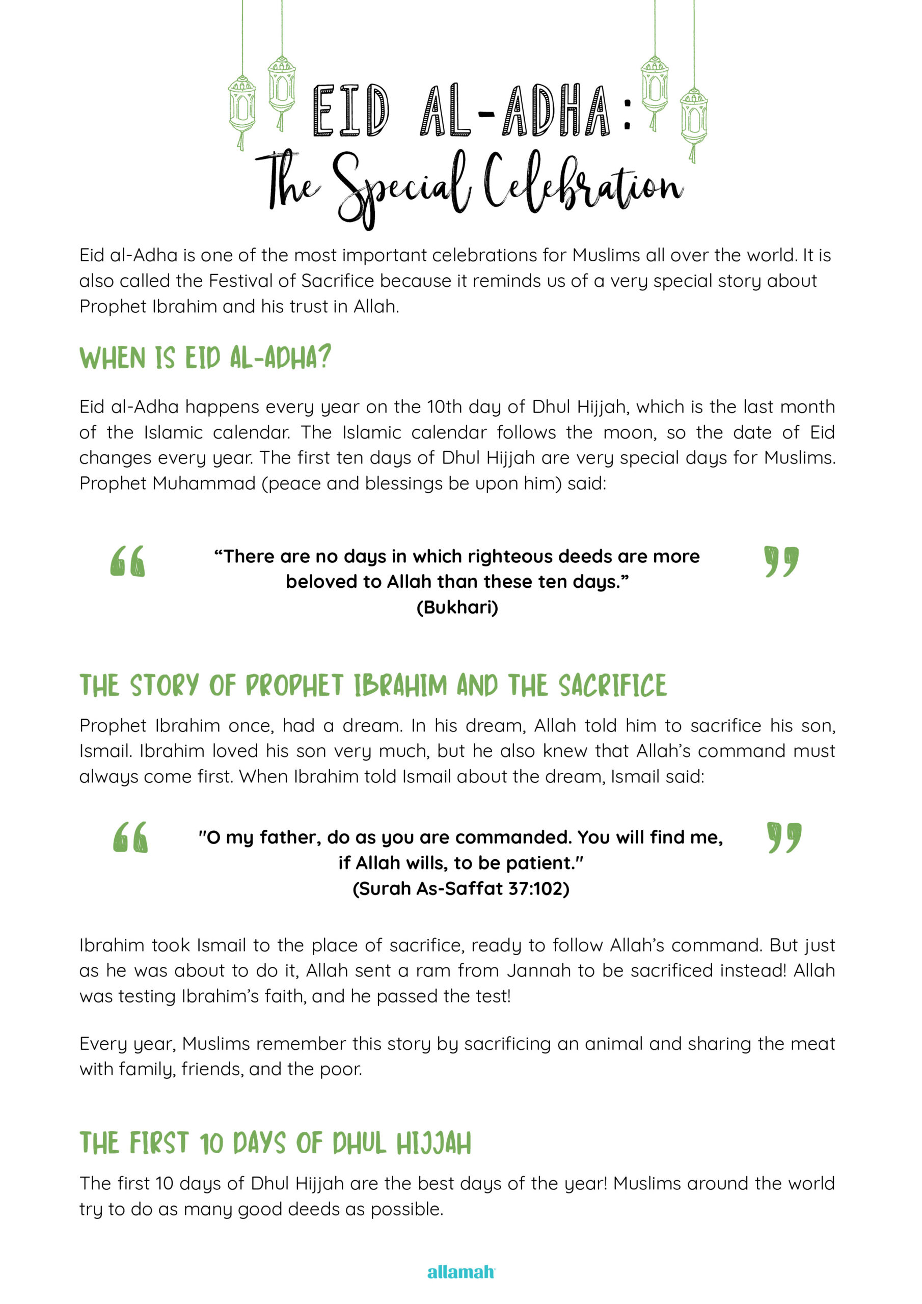 Eid ul Adha Info & Comprehension Questions – Welcome to Allamah