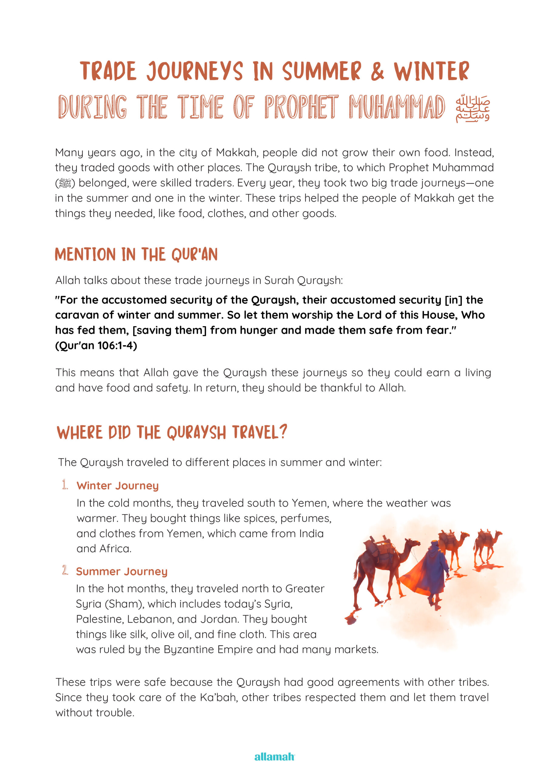 Trade Journeys Info & Comprehension Questions – Welcome to Allamah