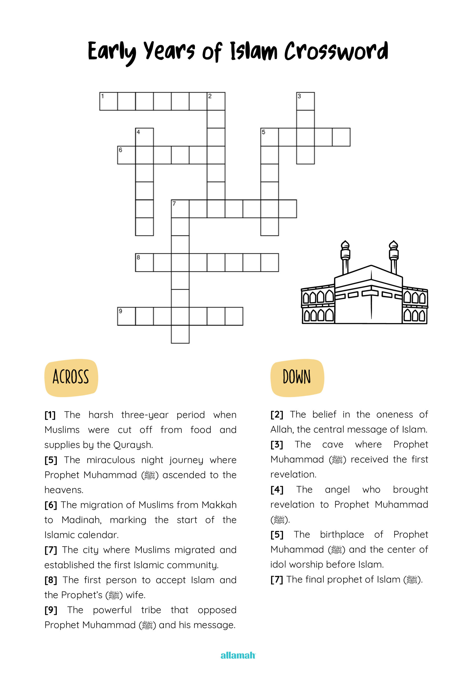 Early Years of Islam Crossword – Welcome to Allamah