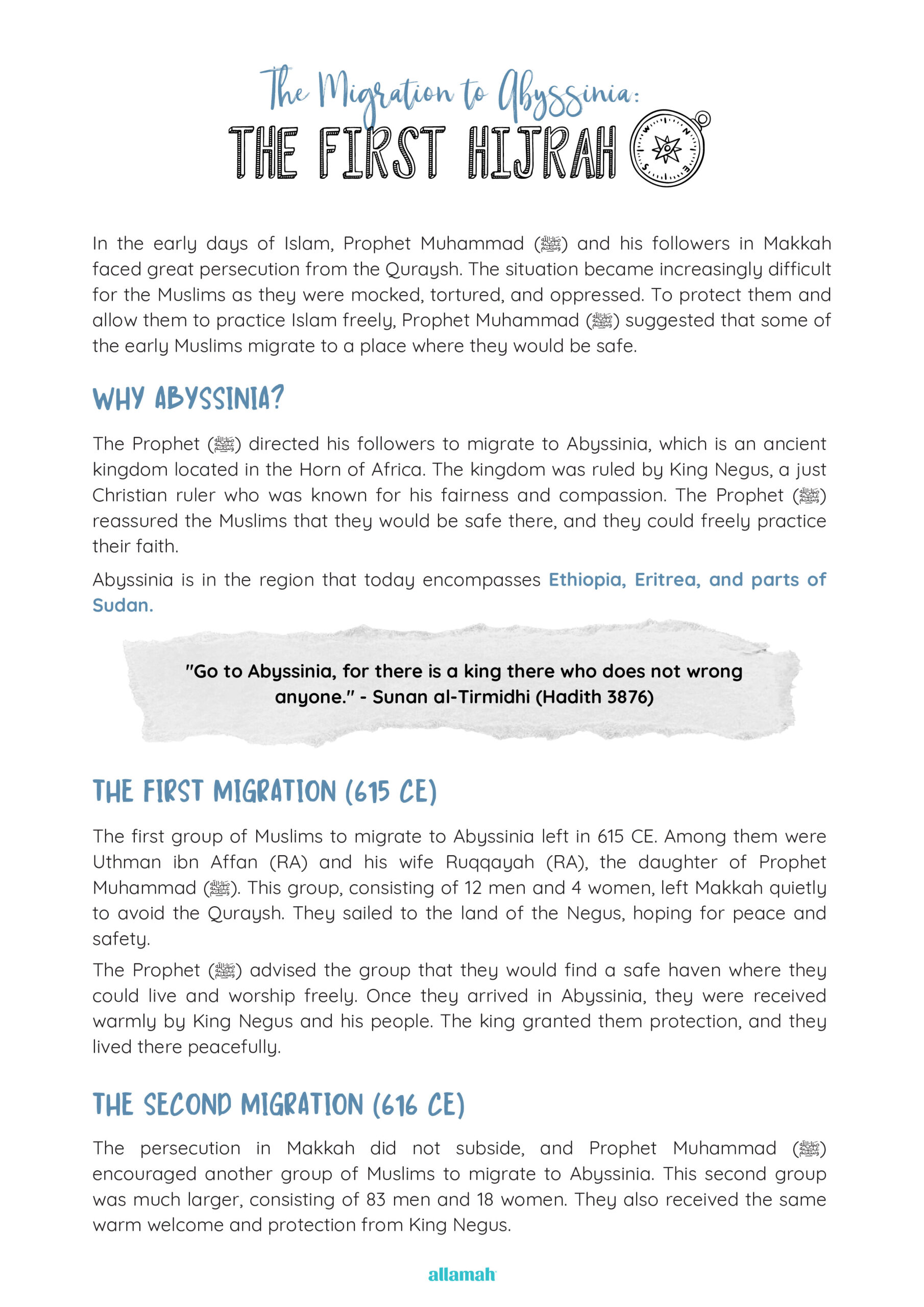 Hijrah to Abyssinia Info & Comprehension Questions – Welcome to Allamah