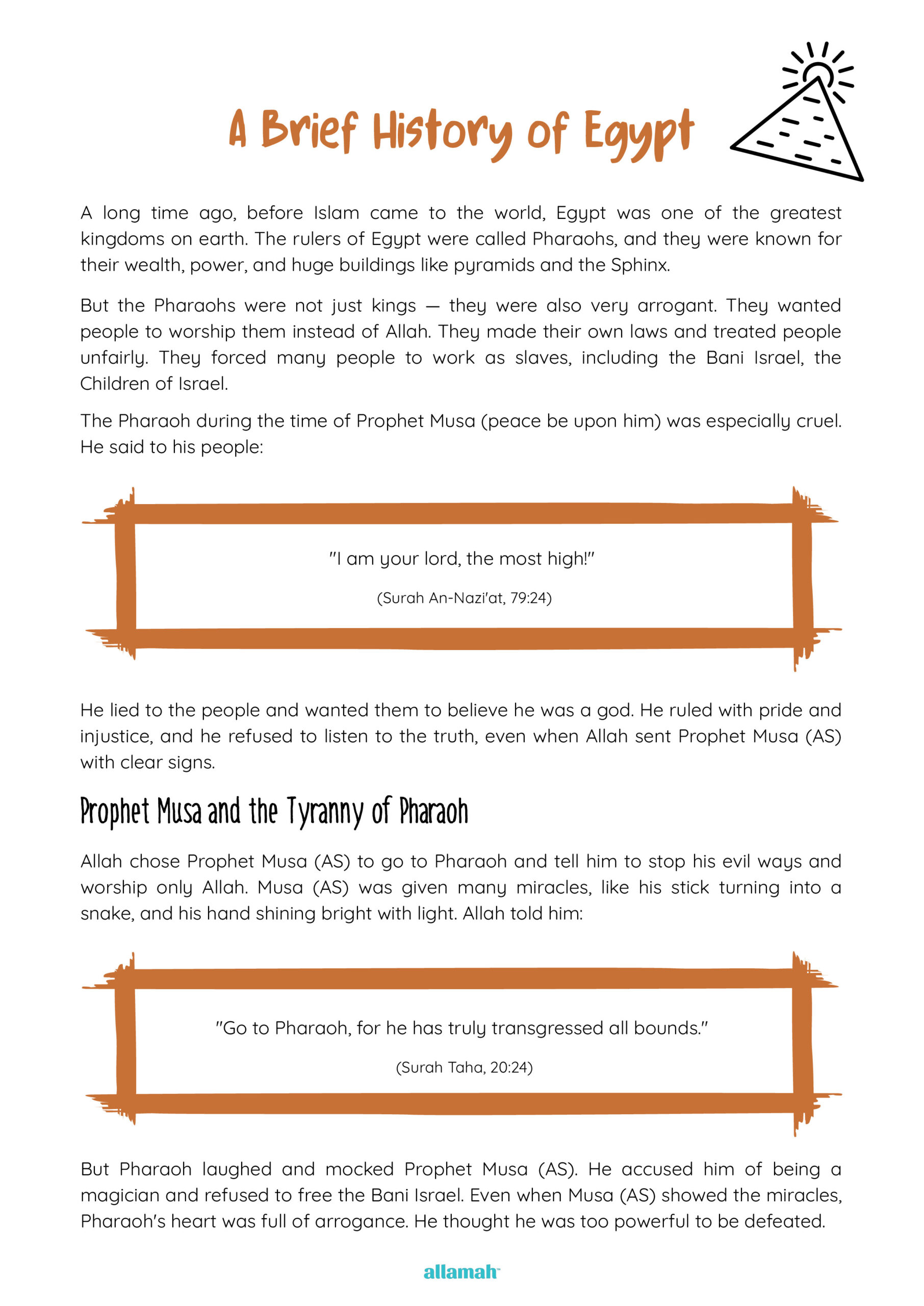 History of Egypt Info & Comprehension Questions – Welcome to Allamah