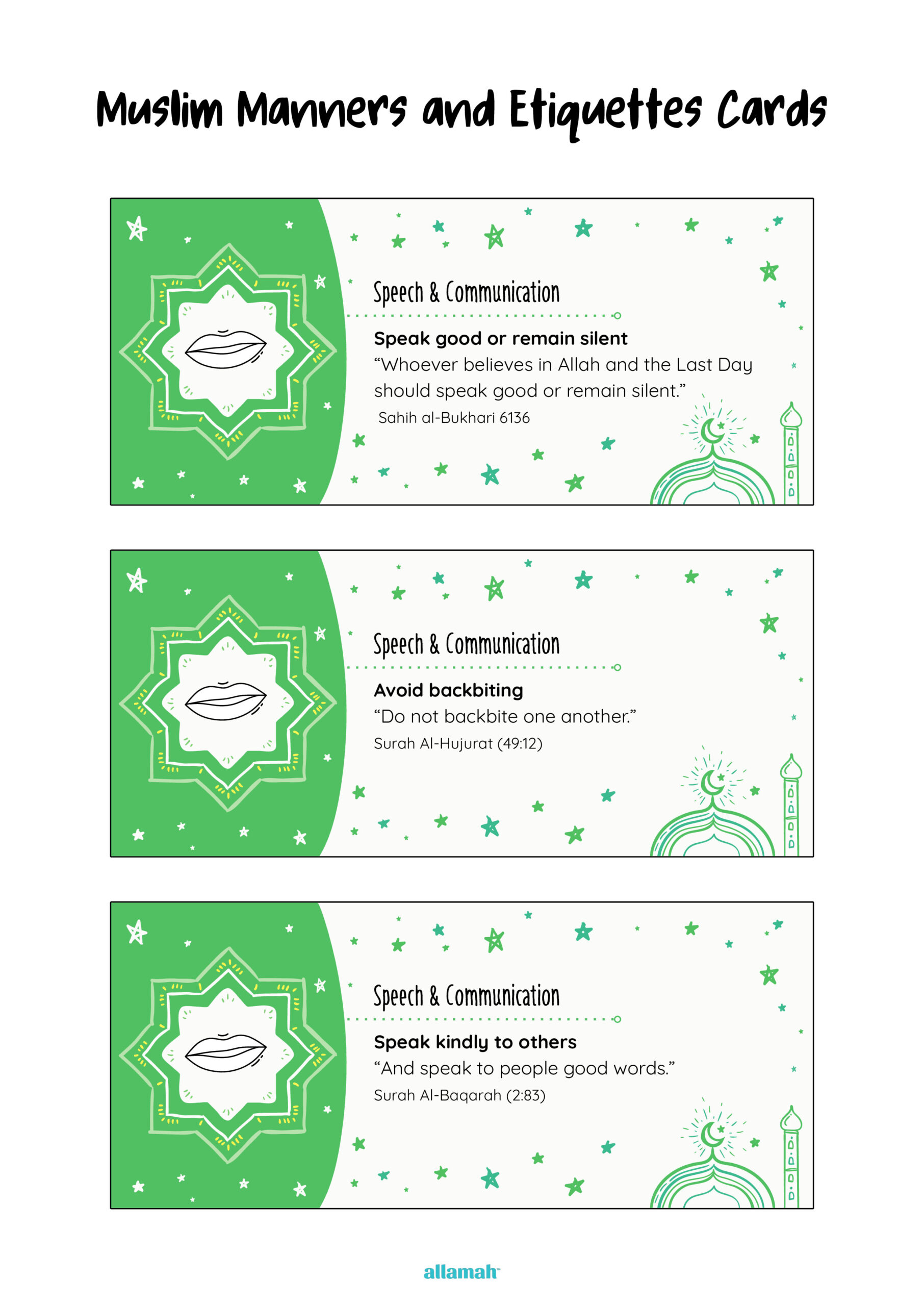 Manners & Etiquette Cards – Welcome to Allamah