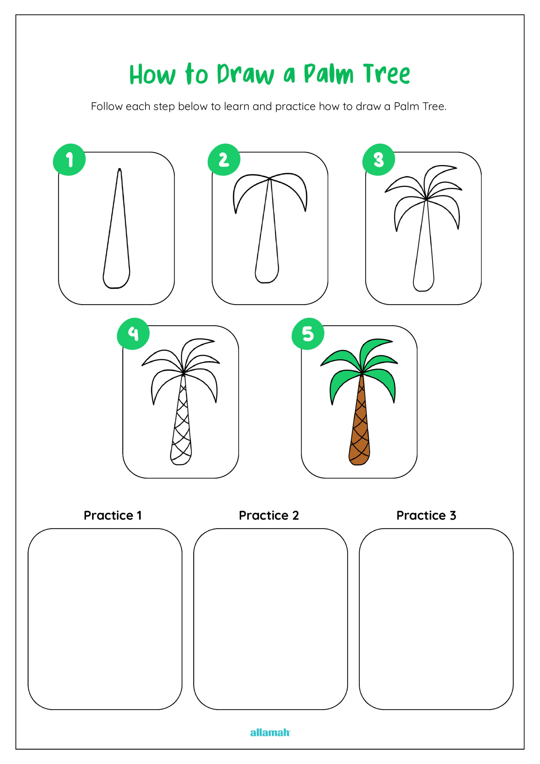 Step by Step – Draw a Palm Tree – Welcome to Allamah
